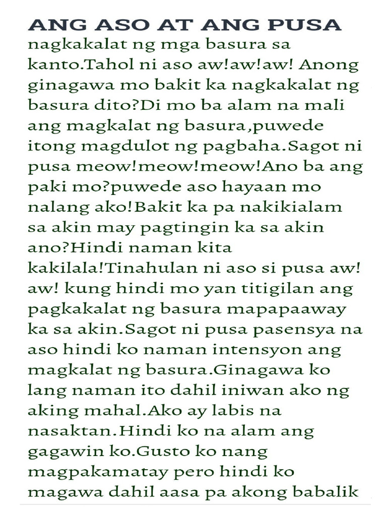 Ang Aso at Ang Pusa | PDF