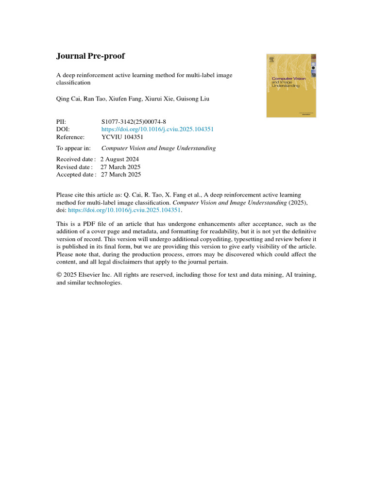 ADeepReinforcement Active Learning Method For Multi-Label Image Classification | PDF ...