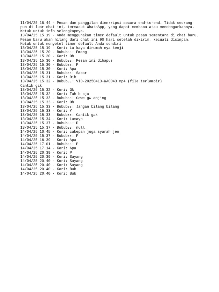 Chat WhatsApp Dengan Bubub?? | PDF