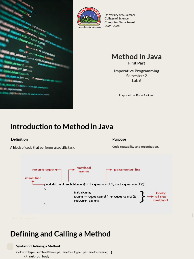Lab 6_ Method in Java(Part 1) | PDF | Method (Computer Programming) | Integer (Computer Science)