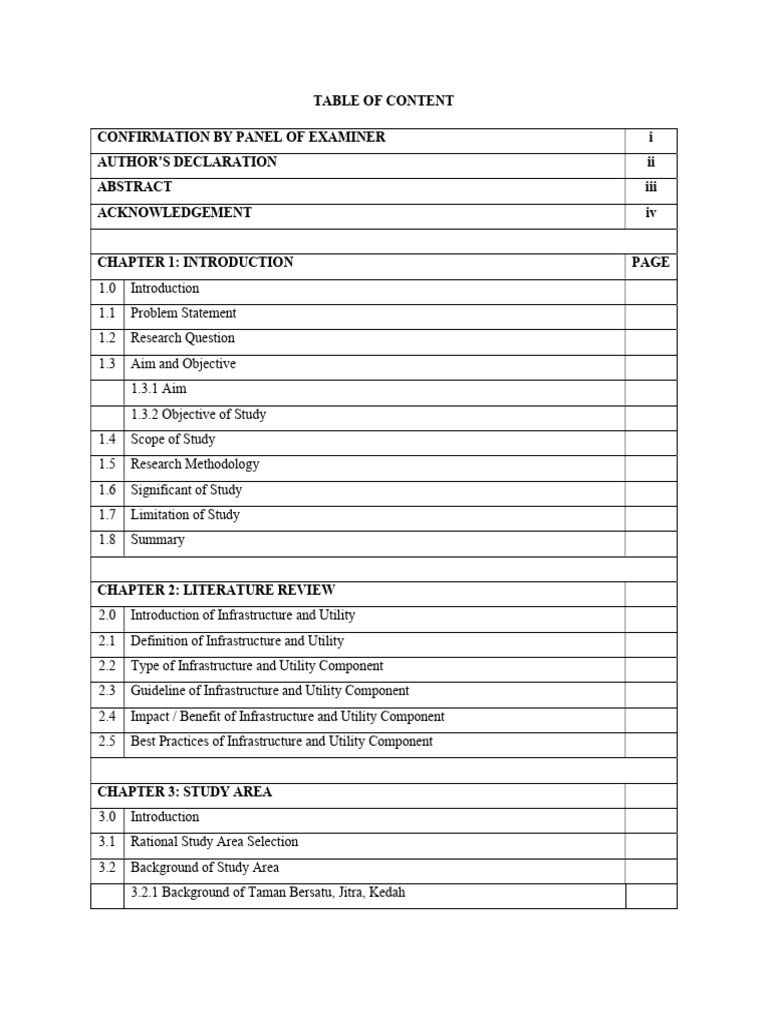 Table of Content Thesis | PDF
