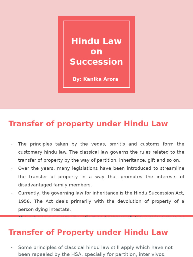 Hindu Law on Succession and Property | PDF | Concurrent Estate ...