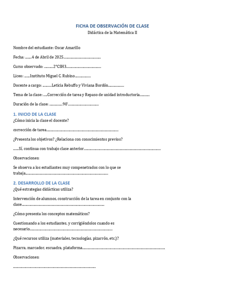 Observación Clase2 | PDF | Aprendizaje | Cognición