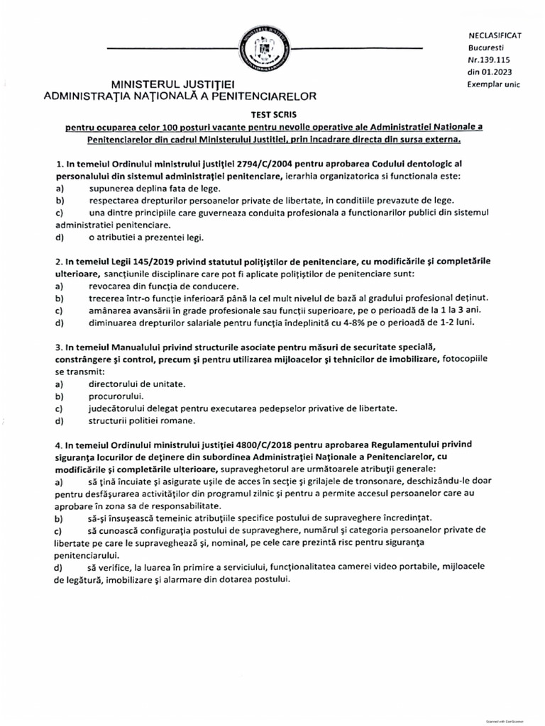 Test Grila ANP Operativ 2023 | PDF