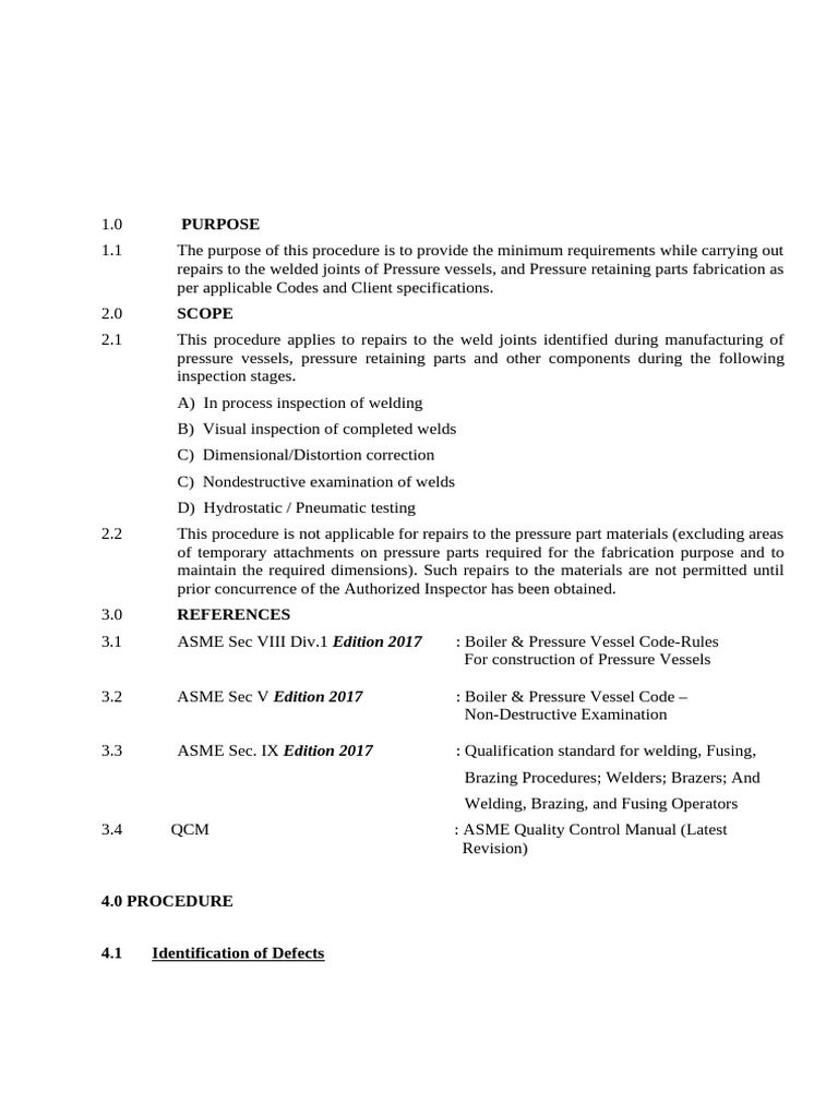 Welding Repair Procedure | PDF | Welding | Construction
