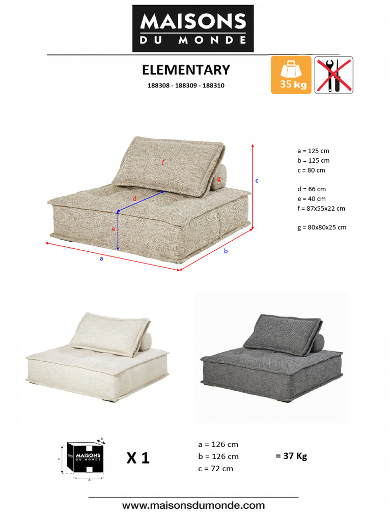 Chauffeuse de Canape Marron Elementary Fiche Technique | PDF