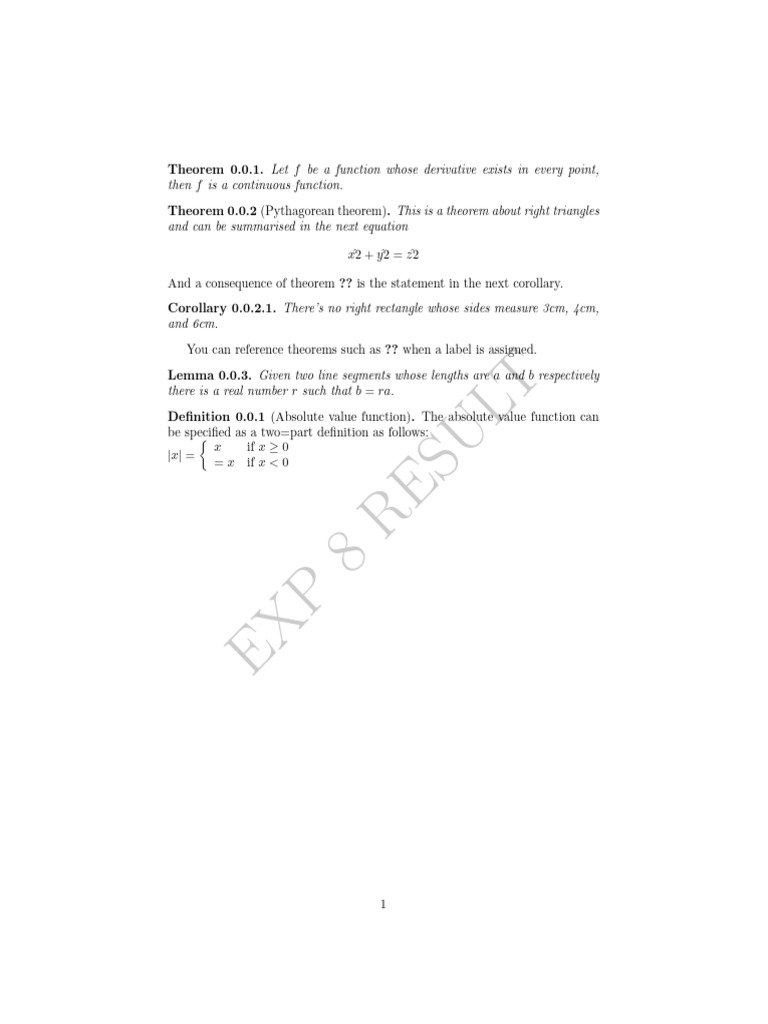Theorems and Definitions in Mathematics | PDF