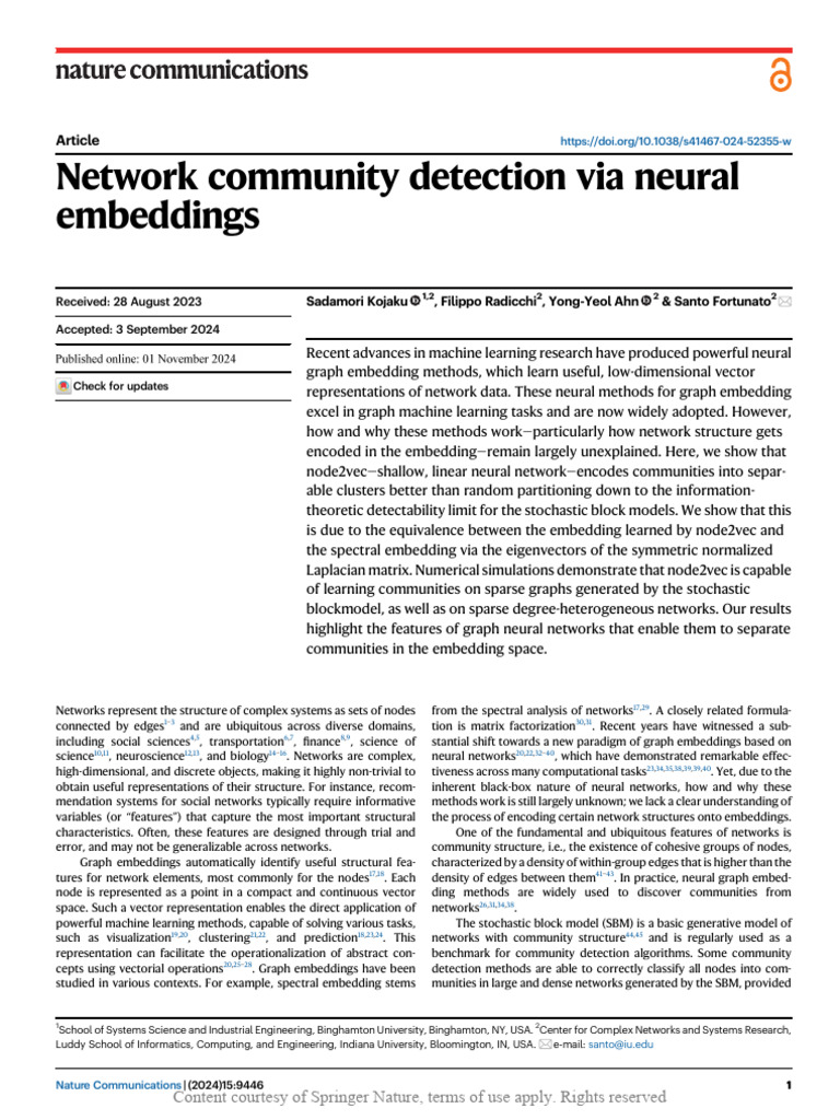 Network Community Detection Via Neural Embeddings | PDF | Machine Learning | Eigenvalues And ...