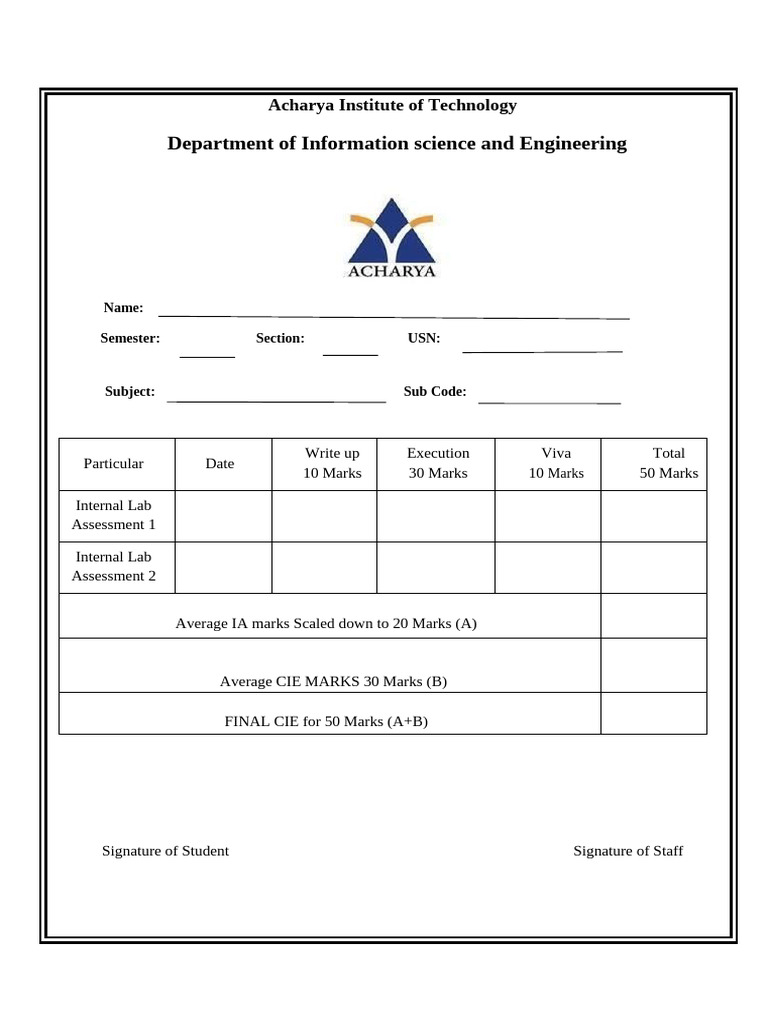 Ada Csl404 Lab Ia Front Sheet | PDF