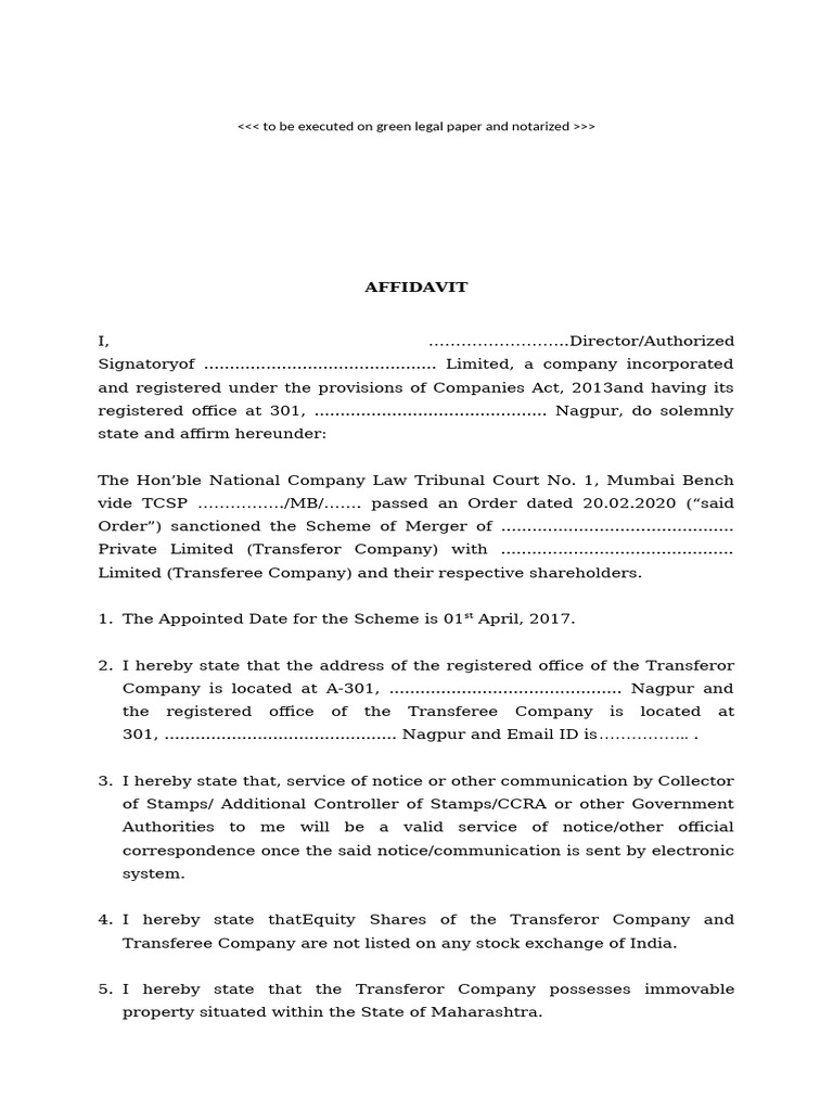 Affidavit MERGER Revised | PDF | Equity (Finance) | Bankruptcy