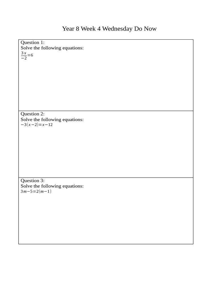 Year 8 Week 4 Wednesday Do Now | PDF