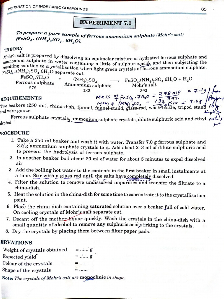 Prac - Prep.of Double Salt | PDF