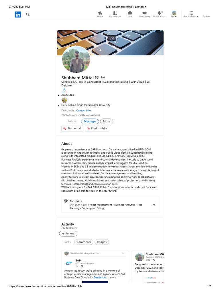 Shubham Mittal - LinkedIn | PDF | Business | Computing