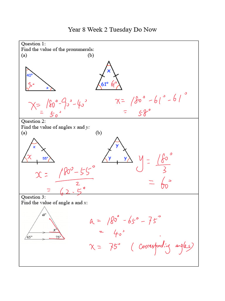 Year 8 Week 2 Tuesday Do NOW (8.05) | PDF