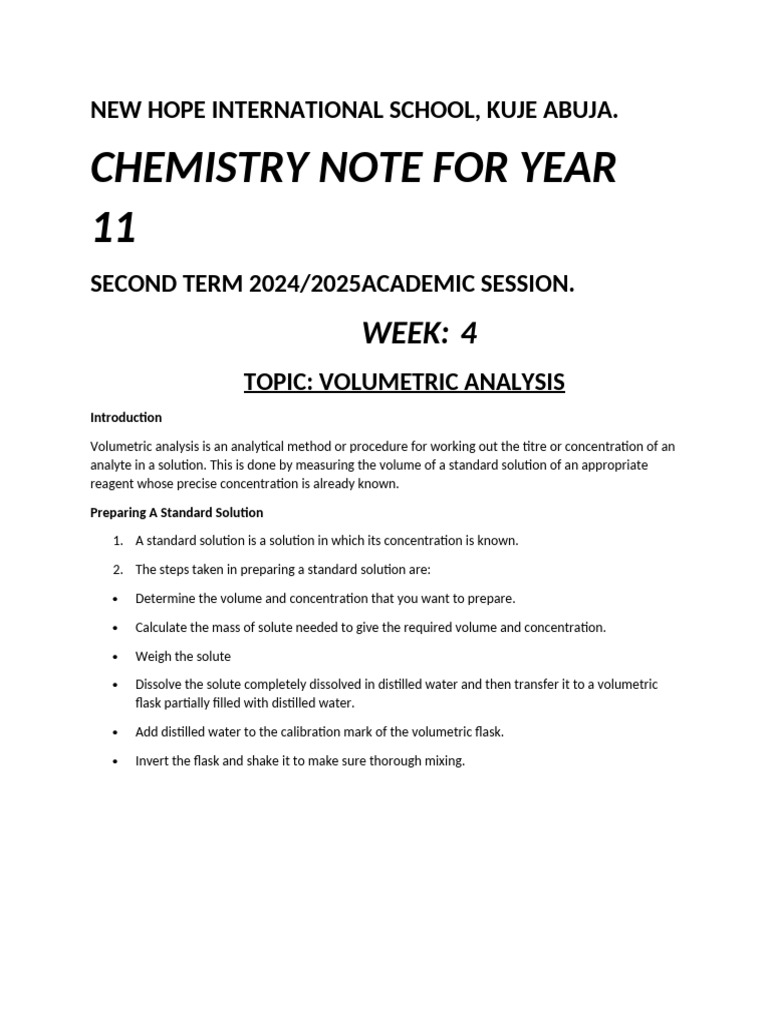 Quantitative Analysis Chem Note Ss2 | PDF | Hydroxide | Oxide
