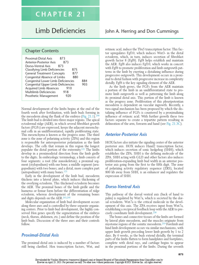 21 - Limb Deficiencies | PDF | Developmental Biology | Musculoskeletal ...