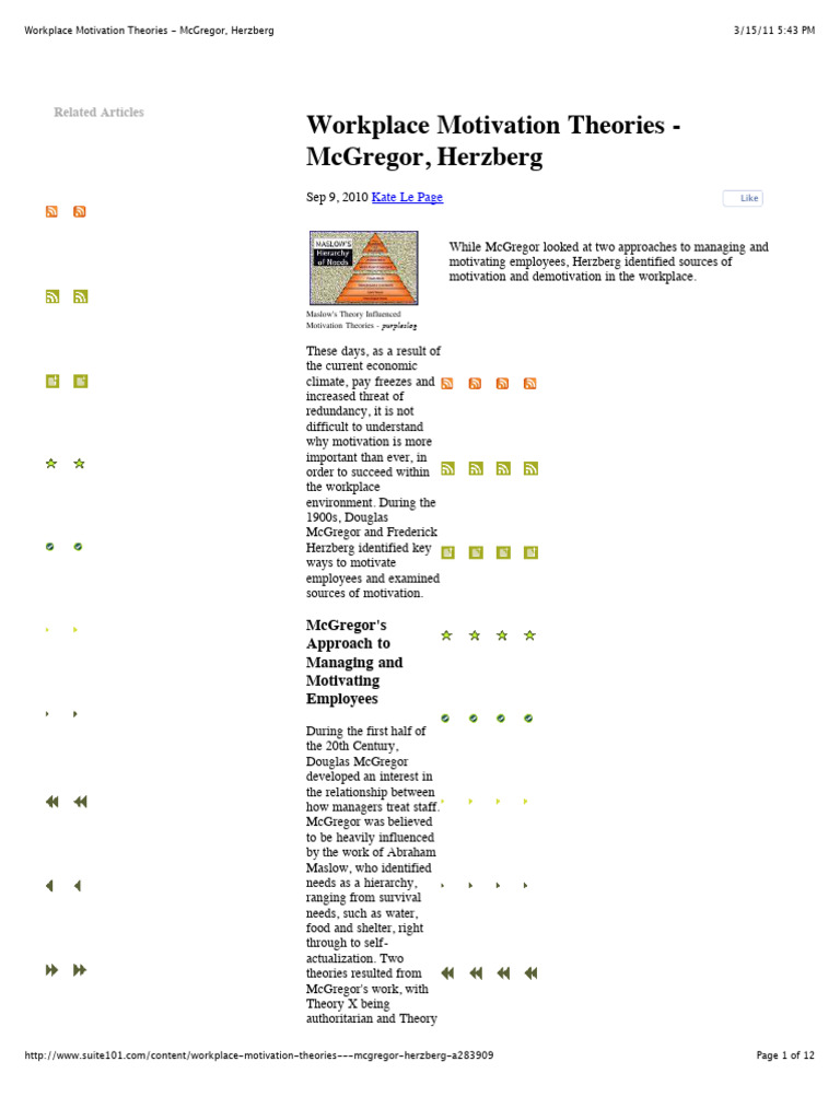 Workplace Motivation Theories - McGregor, Herzberg | PDF | Motivational ...