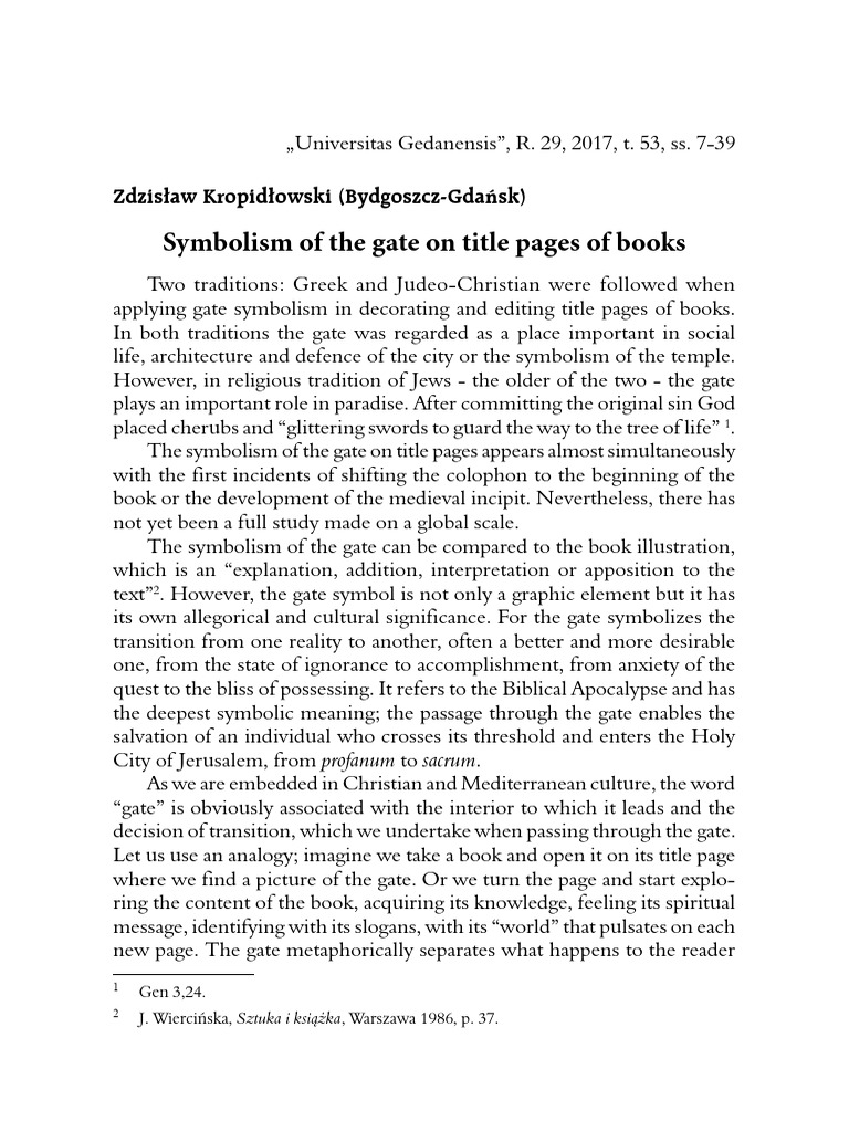 Gate Symbolism in Book Title Pages | PDF | Paul The Apostle | Acts Of ...