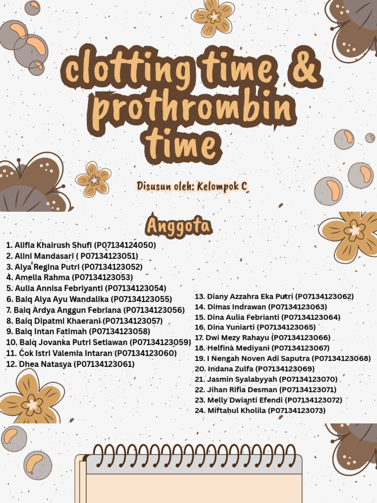 Clotting Time Prothrombin Time Fix Fix | PDF