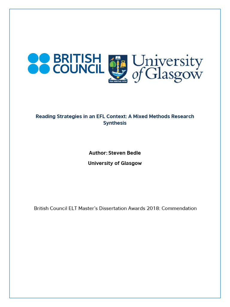 EFL Reading Strategies Research Synthesis | PDF | Reading Comprehension ...