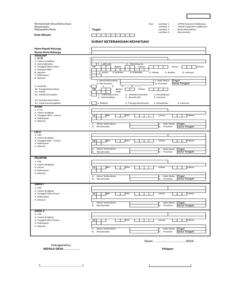 Form Isian Kematian f.1-02 | PDF