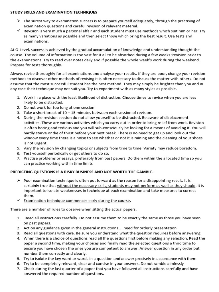 O Level Study Techniques | PDF | Multiple Choice | Cognitive Science
