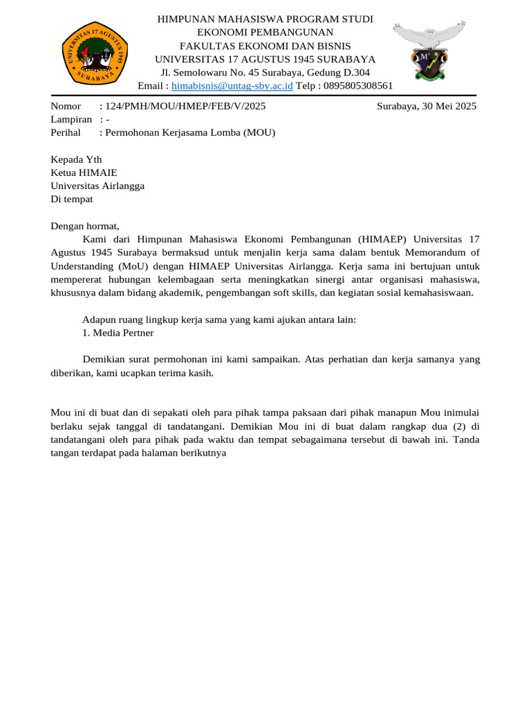 124_surat Mou Hima EP Unair-3 | PDF