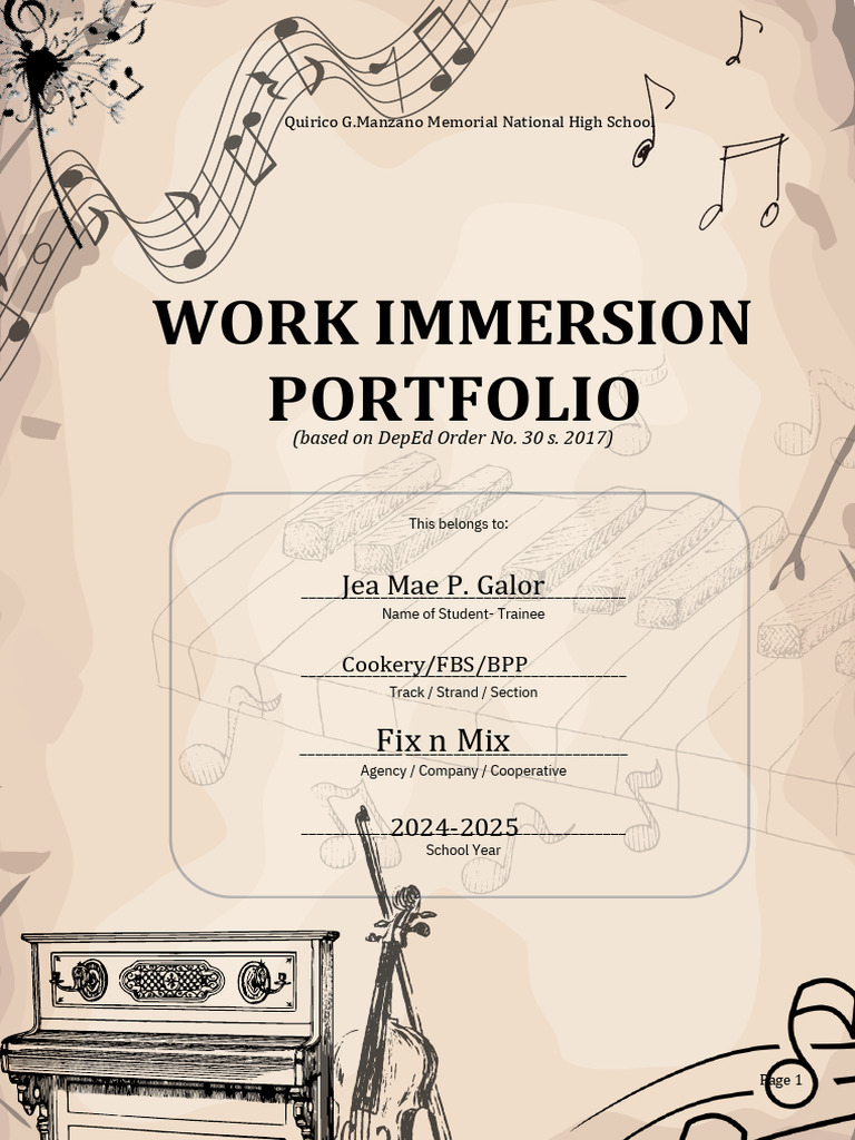 SHS Work Immersion Portfolio Guide | PDF