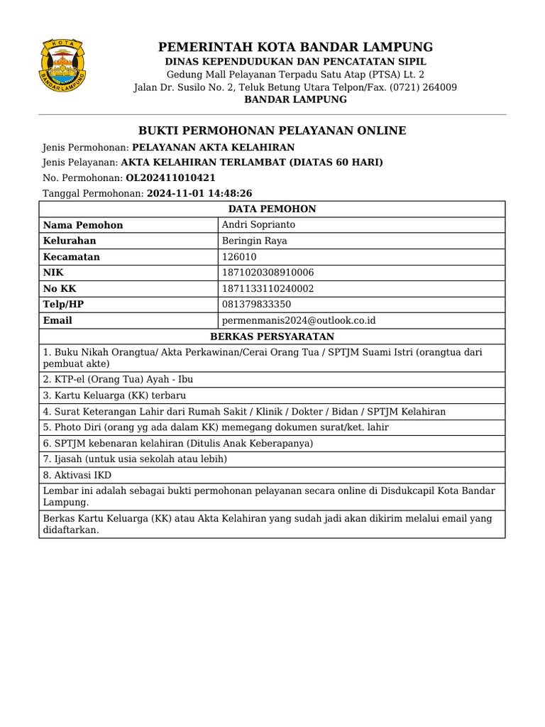 Permohonan AKTE | PDF