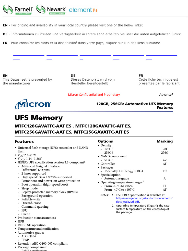 MTFC256GAVATTC | PDF | Flash Memory | Computer Engineering