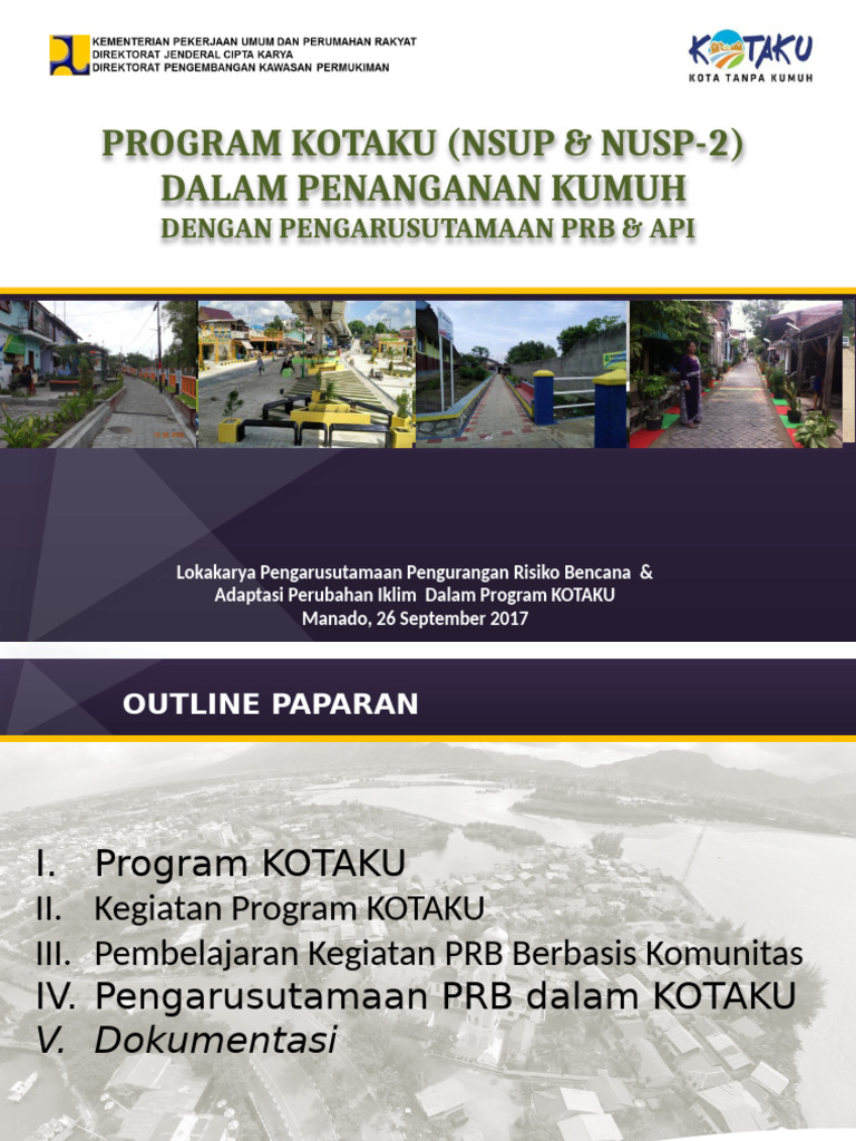 Pengarusutamaan PRB Dalam KOTAKU - KaSatker PKPBM | PDF