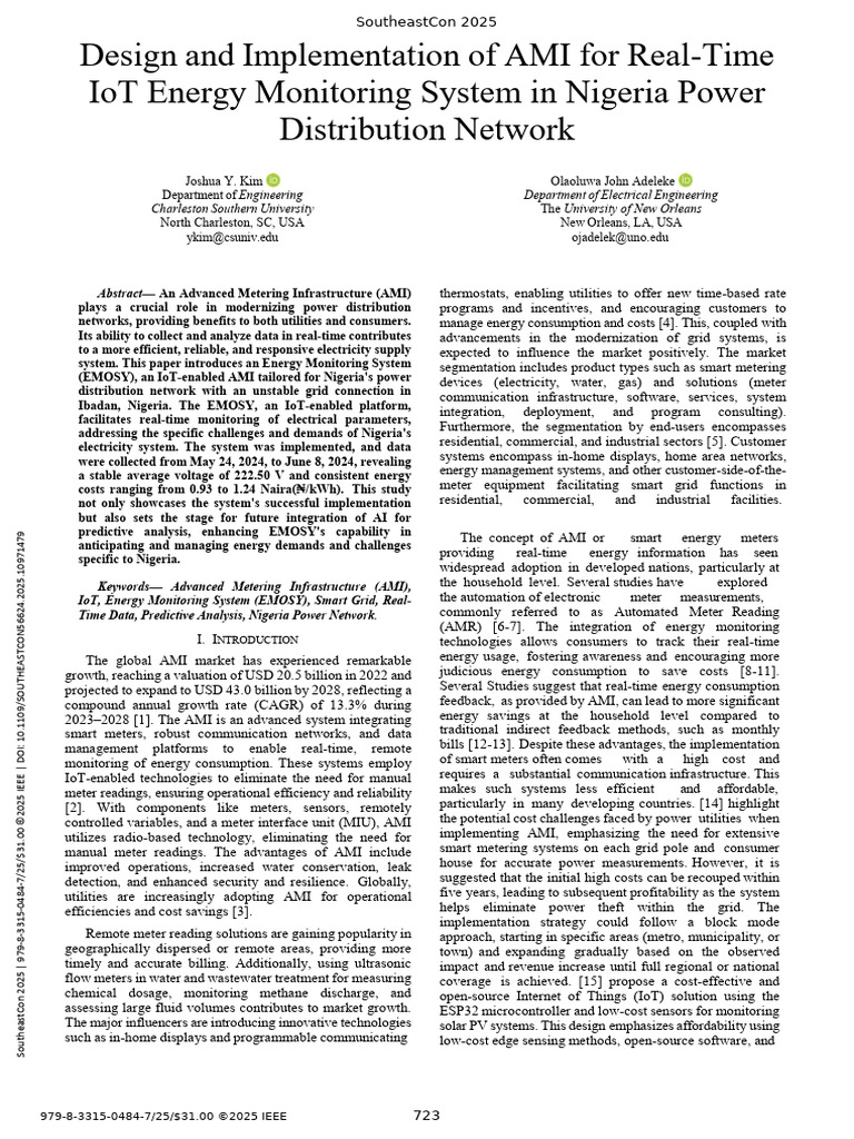 Design and Implementation of AMI For Real-Time IoT Energy Monitoring System in Nigeria Power ...