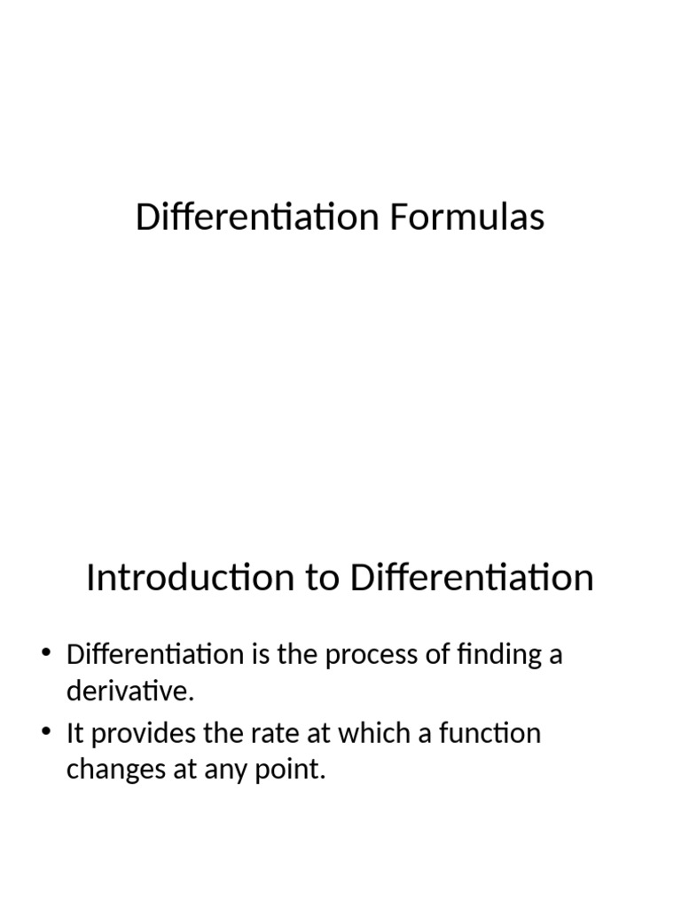 Essential Differentiation Formulas Guide | PDF | Derivative ...