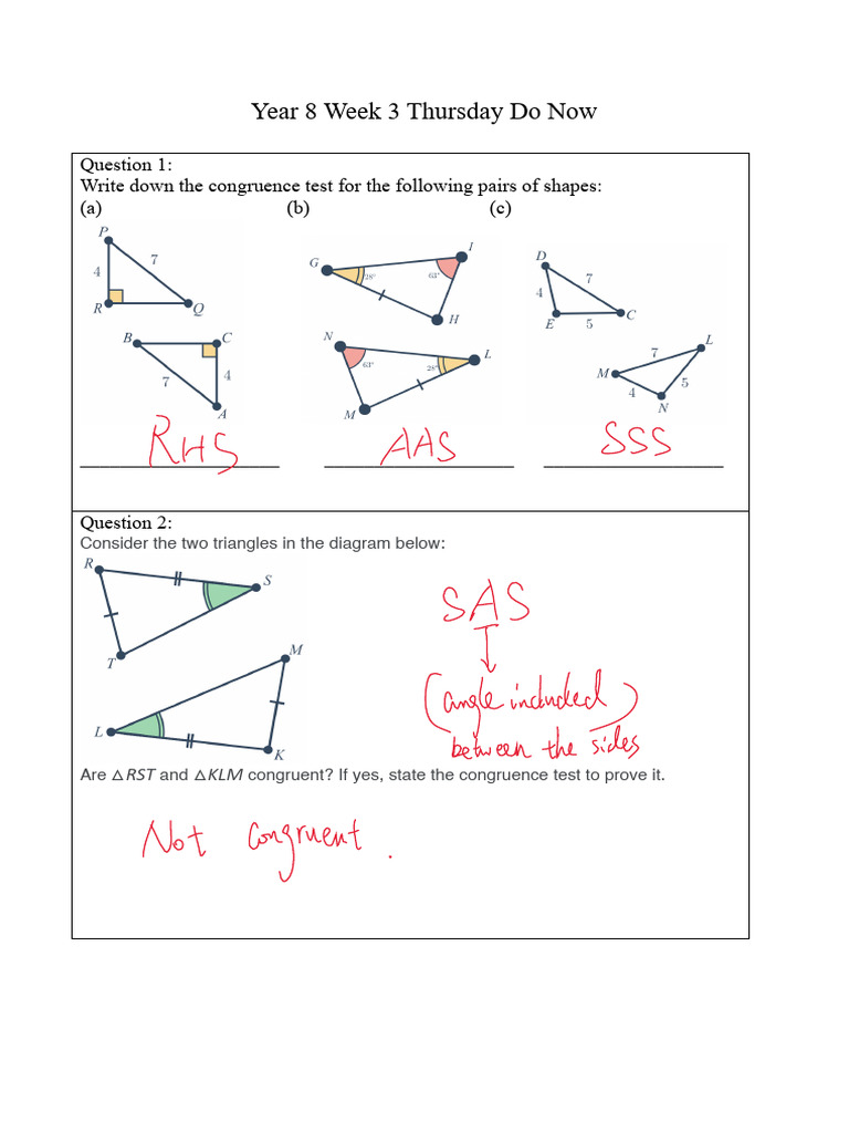 Year 8 Week 3 Thursday Do NOW (8.11) | PDF