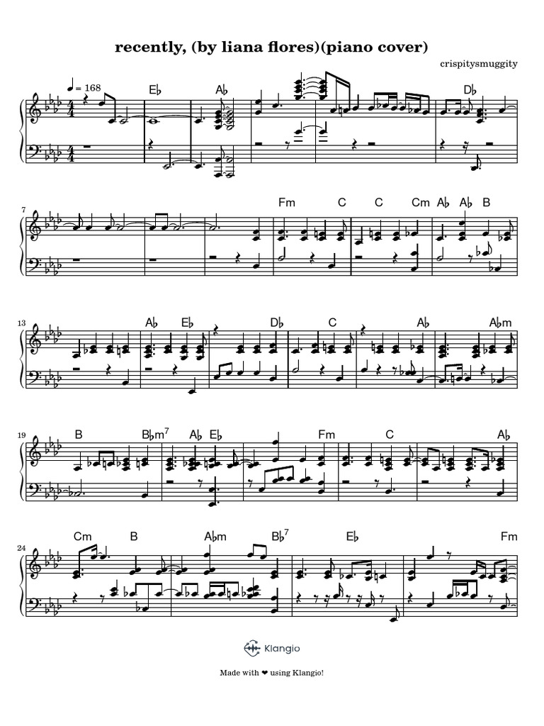 Liana Flores Piano Cover Chords | PDF