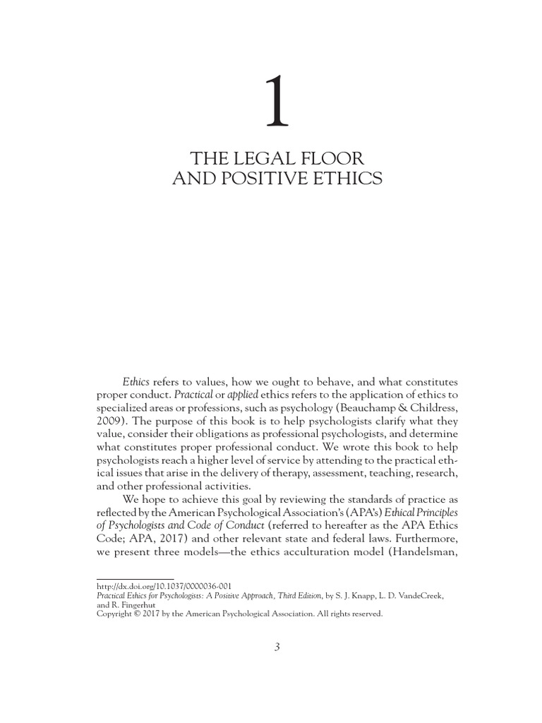Practical Ethics For Psychologists Intro Sample | PDF | American ...