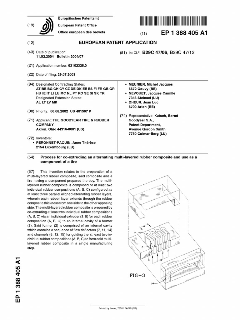 EP1388405A1 Process For Co-Extruding An Alternating Multi-Layered ...