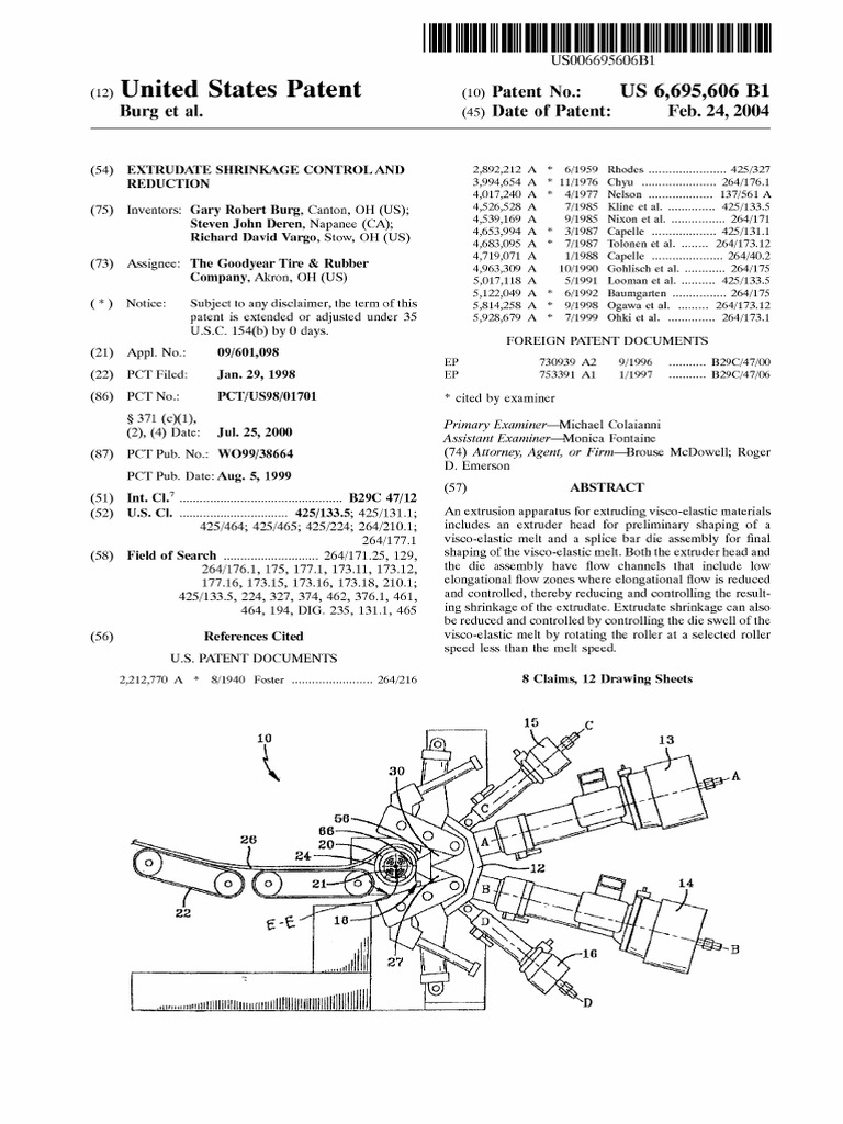 US6695606 Extrudate Shrinkage Control and Reduction | PDF
