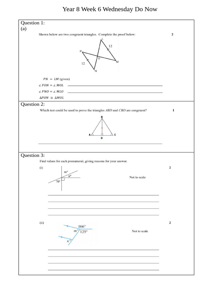 Year 8 Week 6 Wednesday Do NOW | PDF