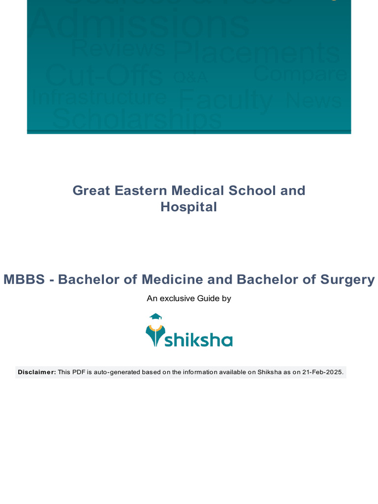 Great Eastern Medical College MBBS Fees | PDF | Medical School ...