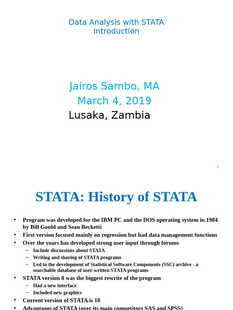 0.1 Intro To Stata | PDF | Computer File | Computing