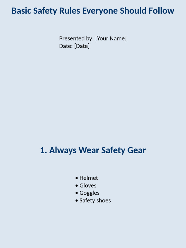 Designed Basic Safety Rules Presentation | PDF