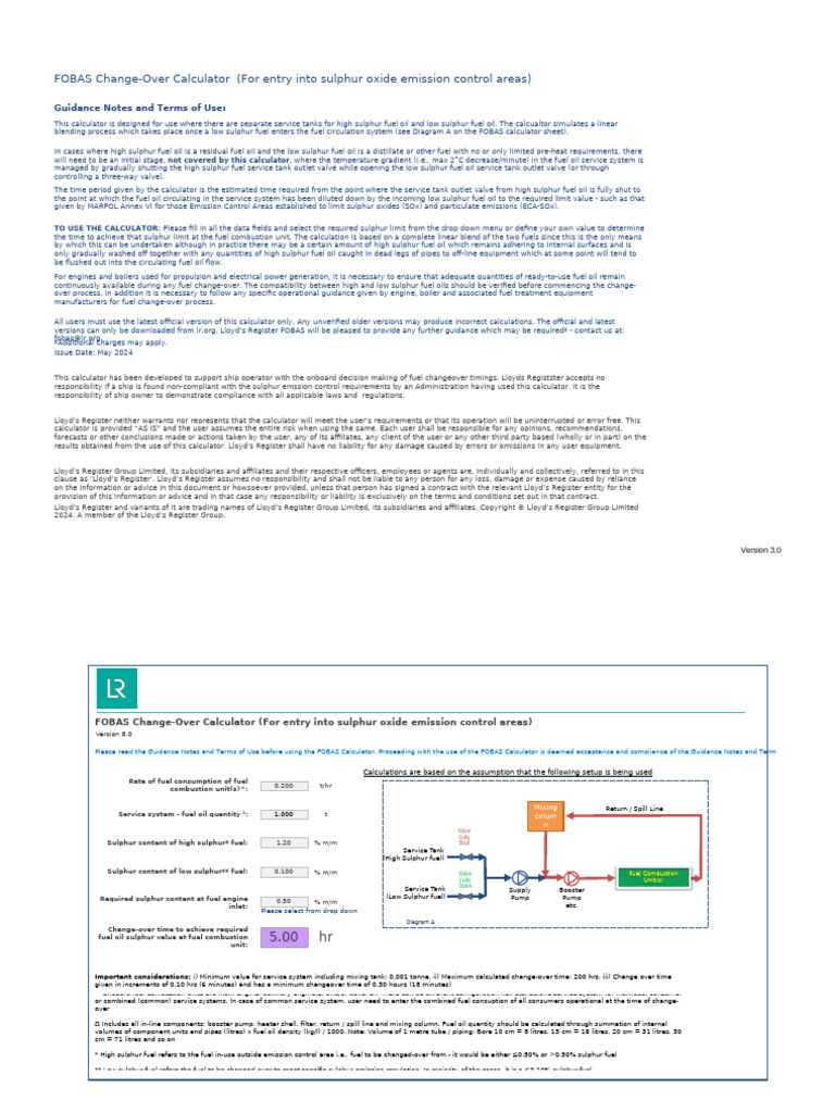 16.05.24 FOBAS Change Over Calculator v8 | PDF | Fuel Oil | Pump