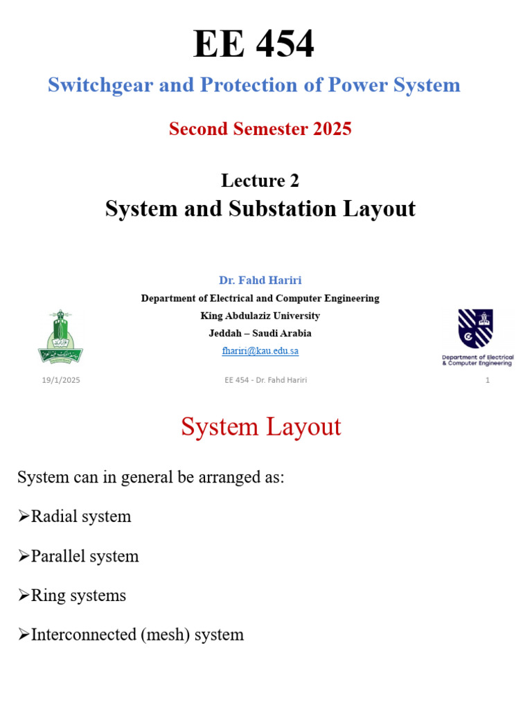 Lect. 2 System and Substation Layout | PDF | Electronic Engineering ...
