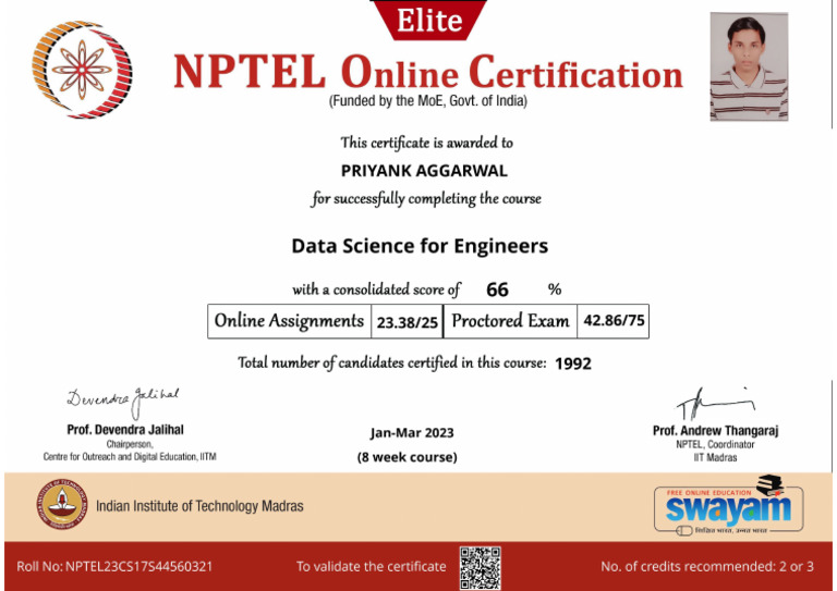 NPTEL DS Certificate | PDF