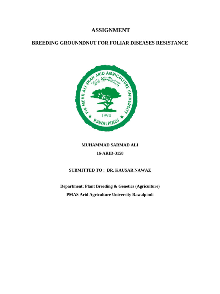 Assignment 606, Sarmad Ali 16-Arid-3158 | PDF | Plant Breeding | Single Nucleotide Polymorphism