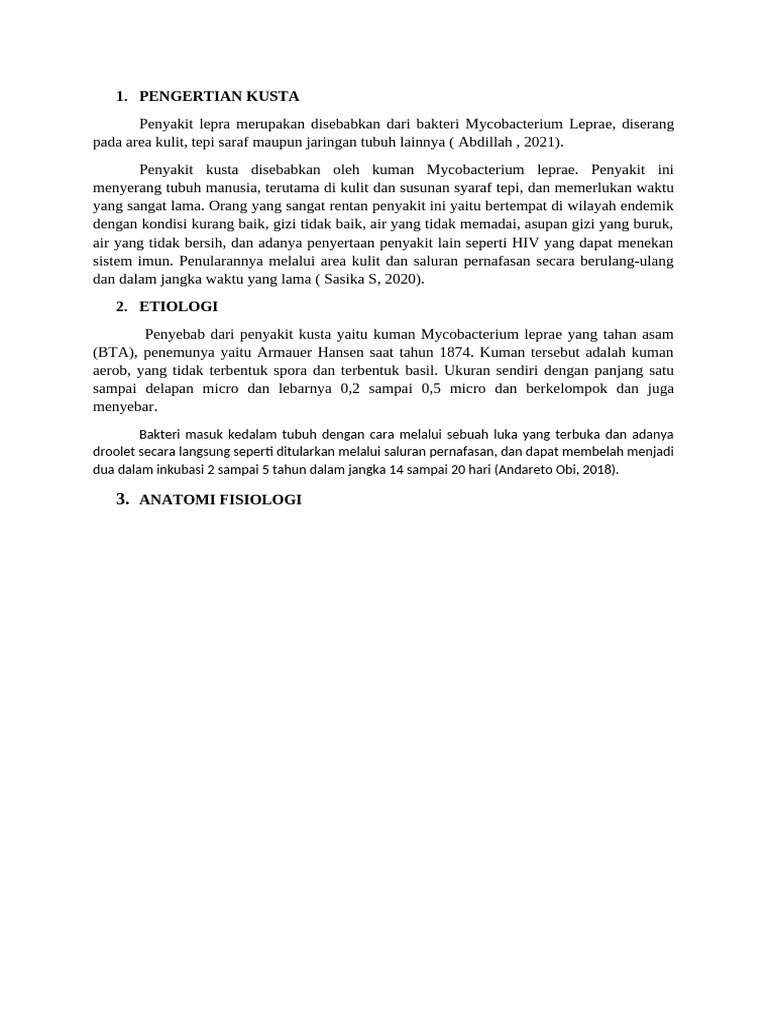 Penyakit Kusta: Penyebab dan Penularan | PDF