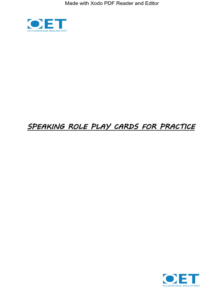 Speaking Role Play Cards (Exam) | PDF | Emergency Department ...