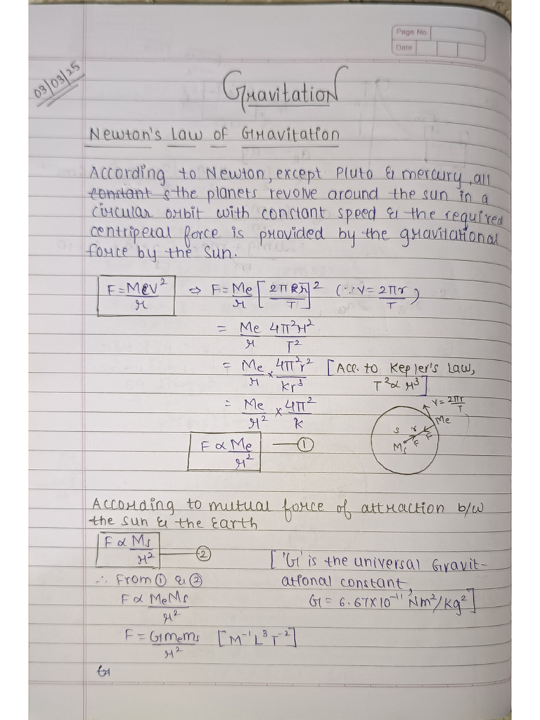 Gravitation Notes | PDF