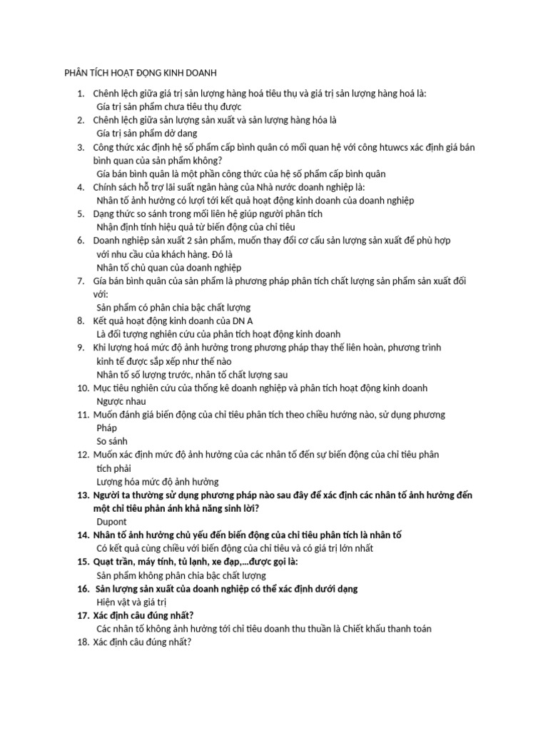 Phân Tích Ho T Đ NG Kinh Doanh | PDF